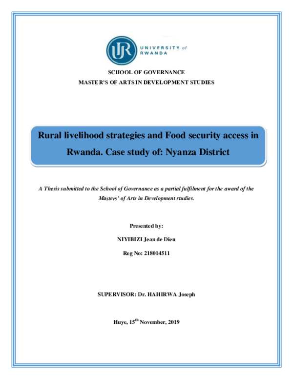 (PDF) Rural livelihood strategies and Food security access in Rwanda ...