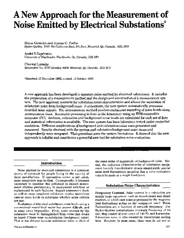 (PDF) A New Approach for the Measurement of Noise Emitted by Electrical ...