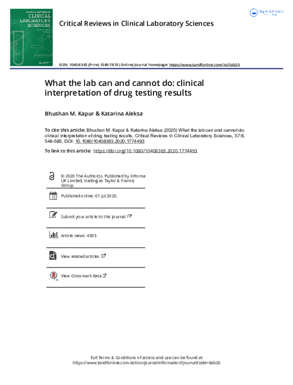 (PDF) What the lab can and cannot do: clinical interpretation of drug ...
