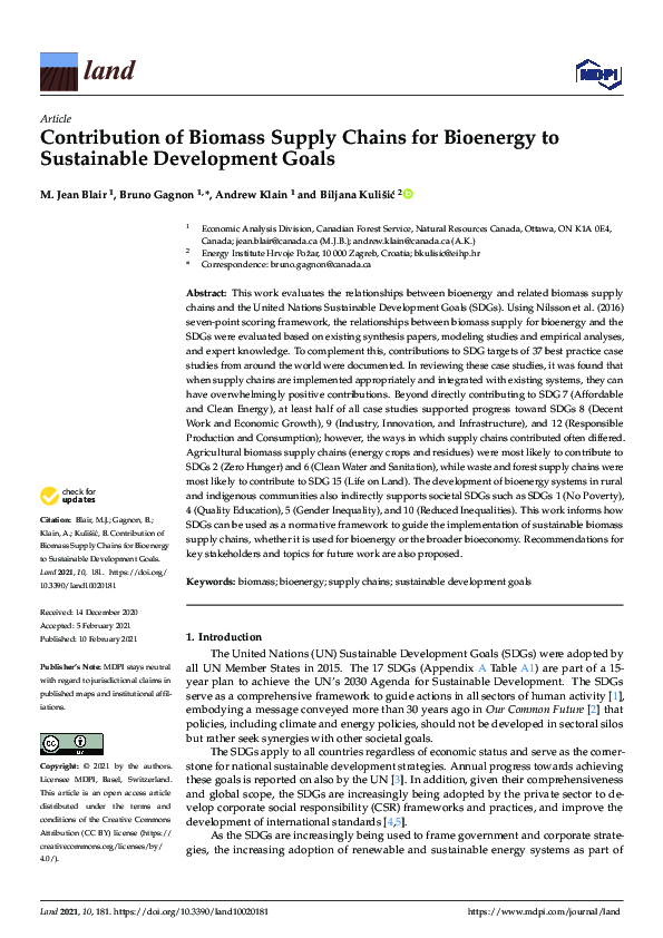 (PDF) Contribution of Biomass Supply Chains for Bioenergy to ...