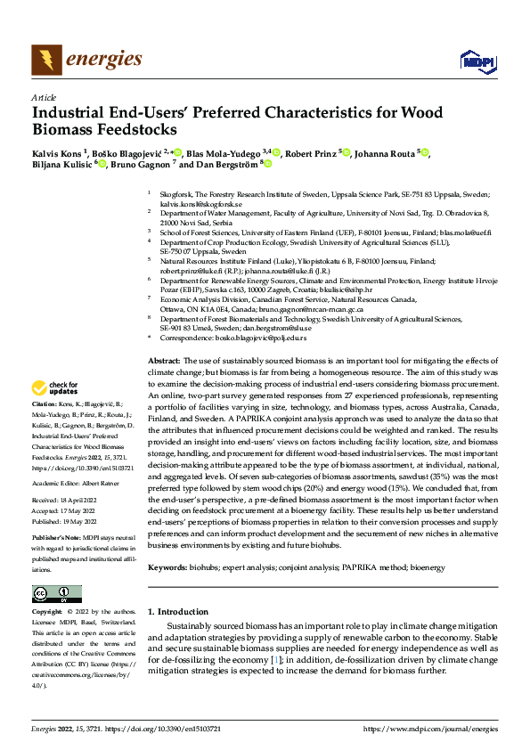 (PDF) Industrial End-Users’ Preferred Characteristics for Wood Biomass ...