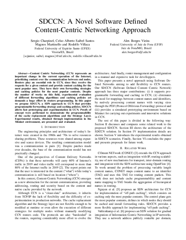(PDF) SDCCN: A Novel Software Defined Content-Centric Networking Approach