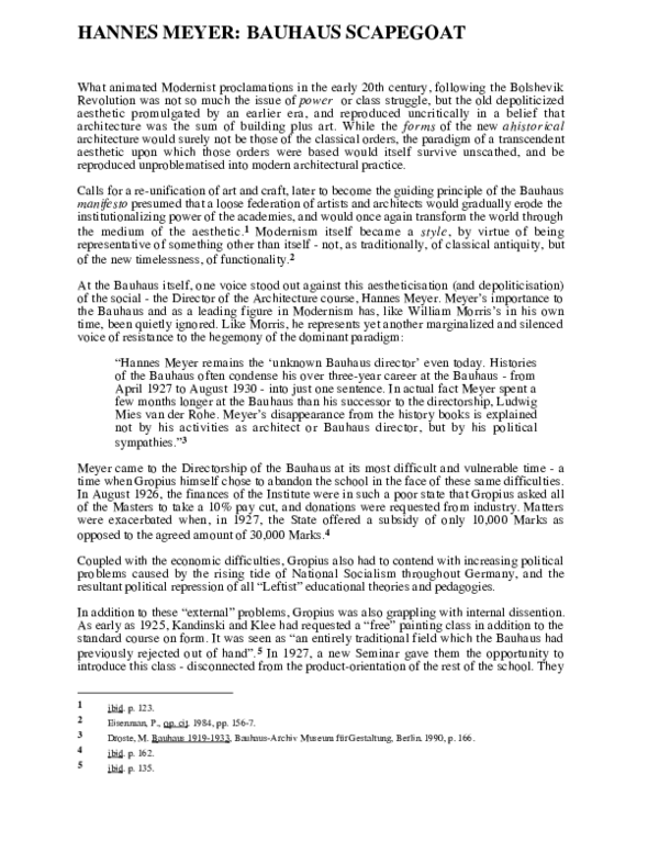 (PDF) HANNES MEYER: BAUHAUS SCAPEGOAT