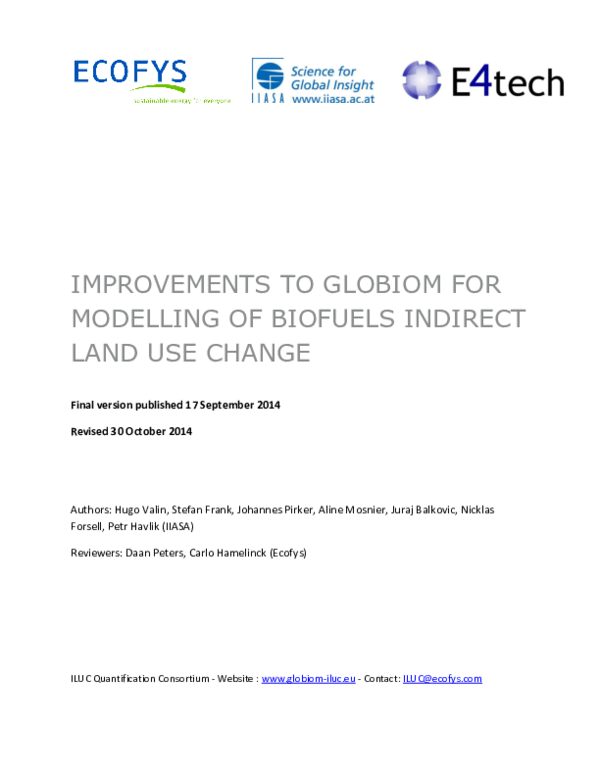 (PDF) Improvements to Globiom for Modelling of Biofuels Indirect Land ...