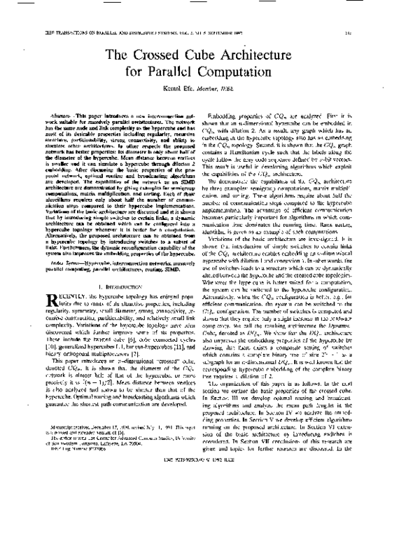 (PDF) The crossed cube architecture for parallel computation