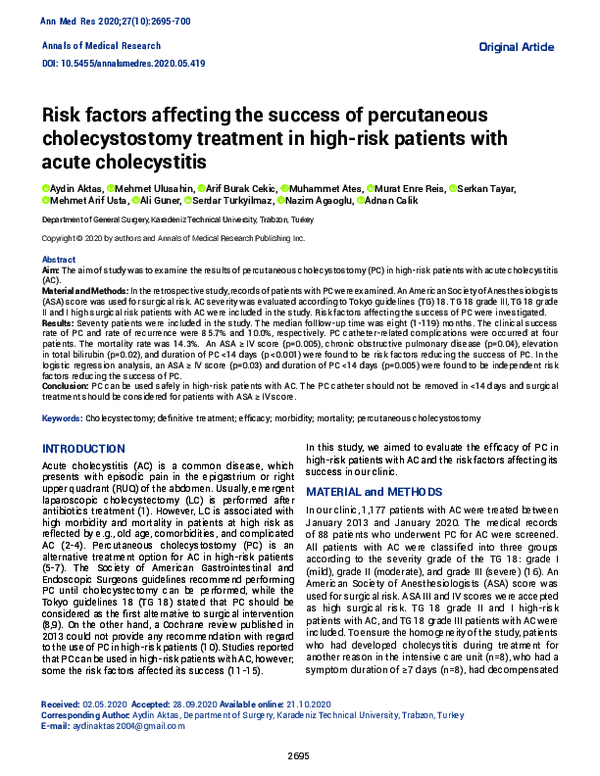 (PDF) Risk factors affecting the success of percutaneous ...