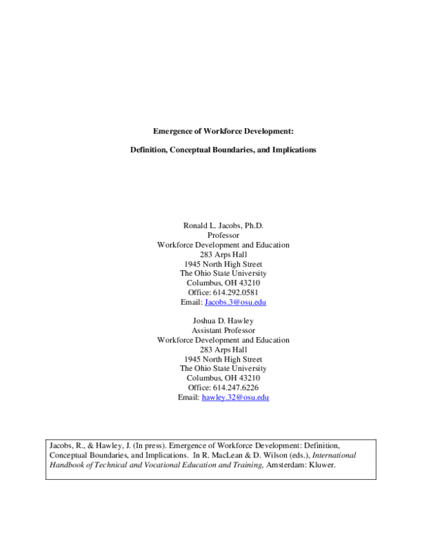 (PDF) The Emergence of ‘Workforce Development’: Definition, Conceptual ...