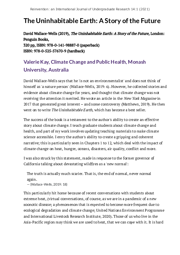 (PDF) The Uninhabitable Earth: A Story of the Future