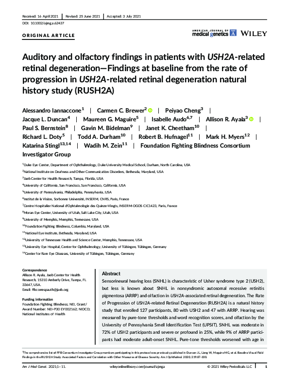 (PDF) Auditory and olfactory findings in patients with USH2A‐related ...