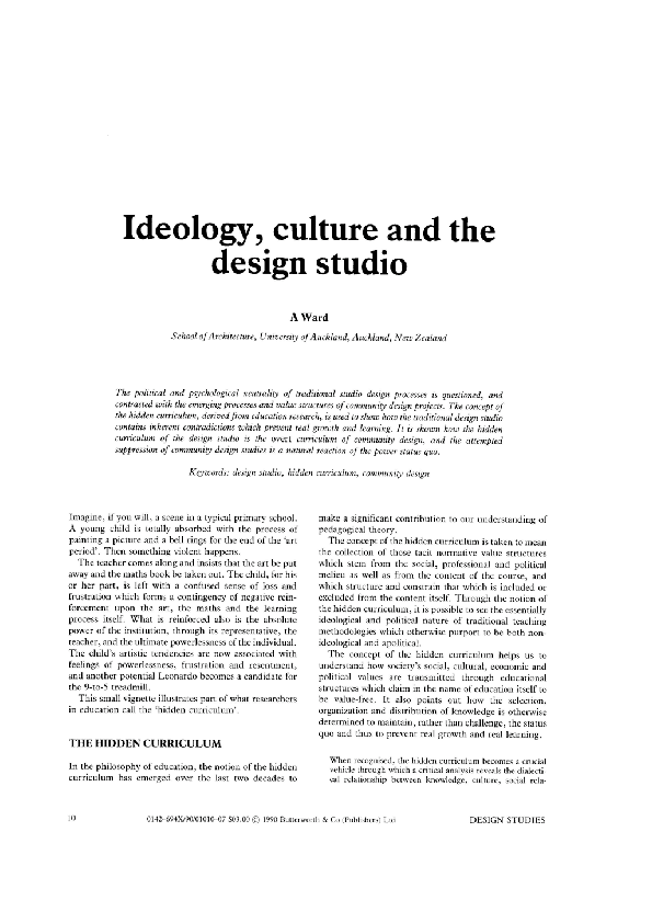 (PDF) Ideology Culture and the Design Studio