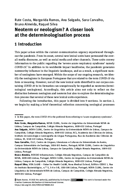 (PDF) Neoterm or neologism? A closer look at the determinologisation ...