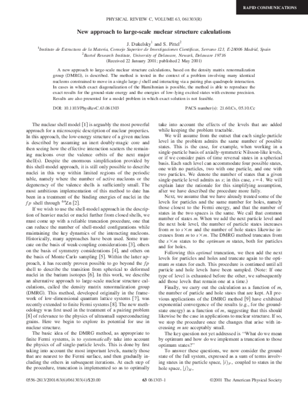 (PDF) New approach to large-scale nuclear structure calculations | Stuart Pittel - Academia.edu