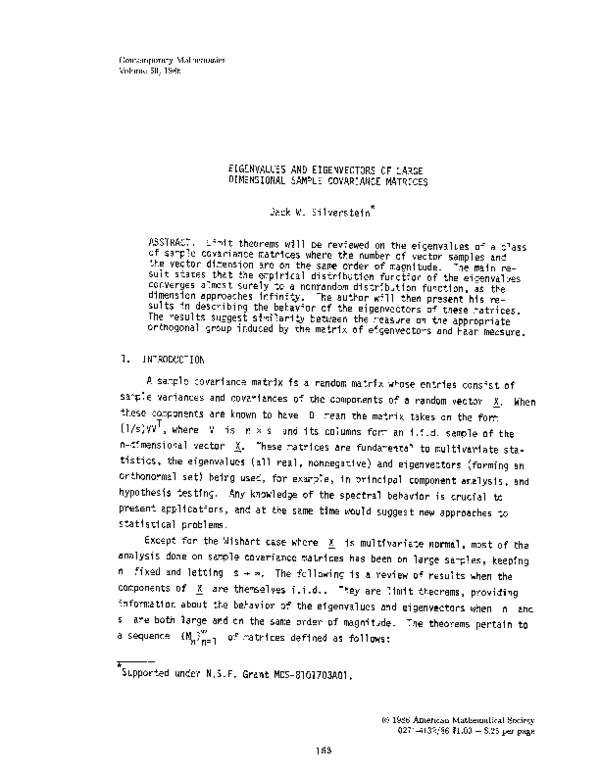 Pdf Eigenvalues And Eigenvectors Of Large Dimensional Sample