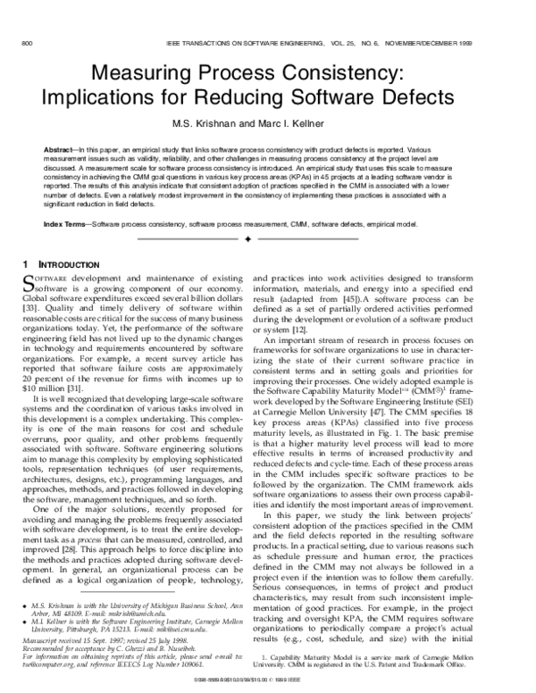 (PDF) Measuring process consistency: implications for reducing software defects