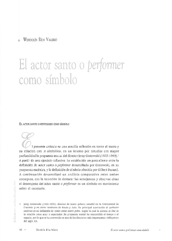 (PDF) El actor santo o performer como símbolo