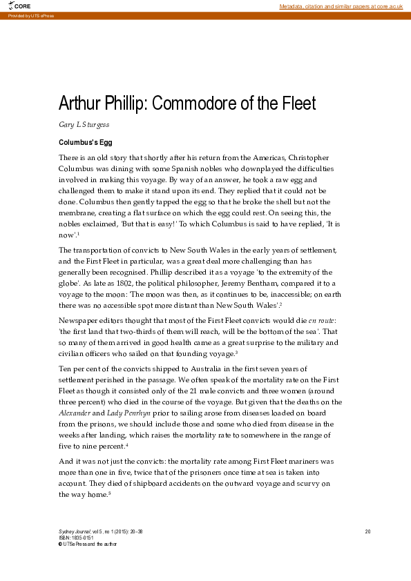 (PDF) Arthur Phillip: Commodore of the Fleet