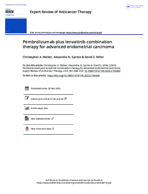 (PDF) Pembrolizumab plus lenvatinib combination therapy for advanced endometrial carcinoma