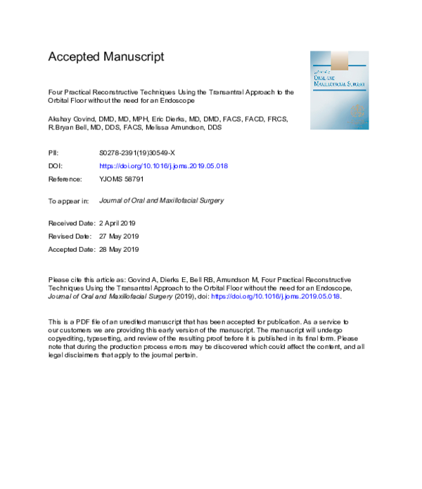 (PDF) Four Practical Reconstructive Techniques Using the Transantral ...