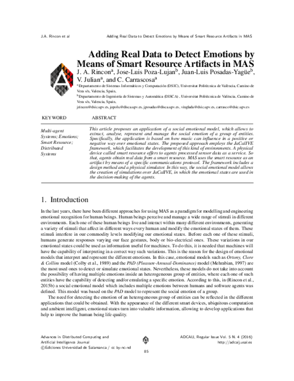 (PDF) Adding real data to detect emotions by means of smart resource artifacts in MAS