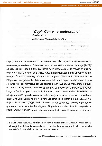 (PDF) Copi: Camp y melodrama