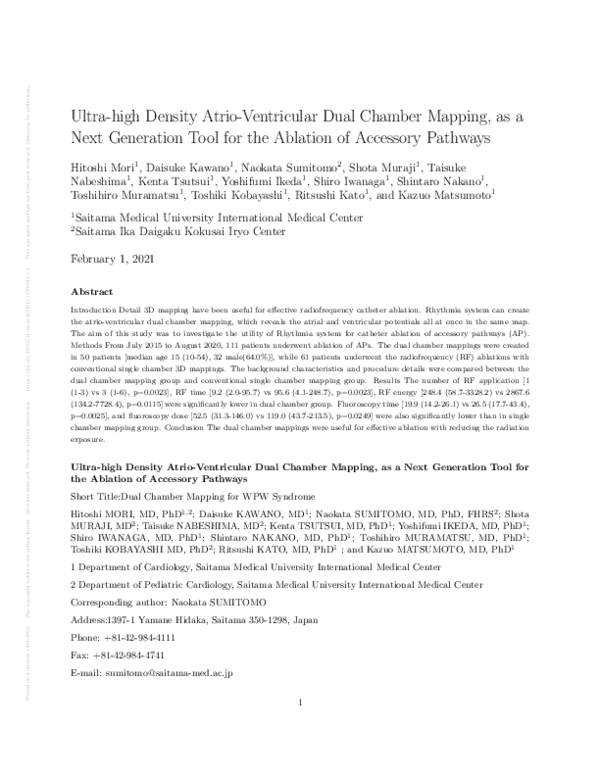 (PDF) Ultra-high Density Atrio-Ventricular Dual Chamber Mapping, as a Next Generation Tool for ...