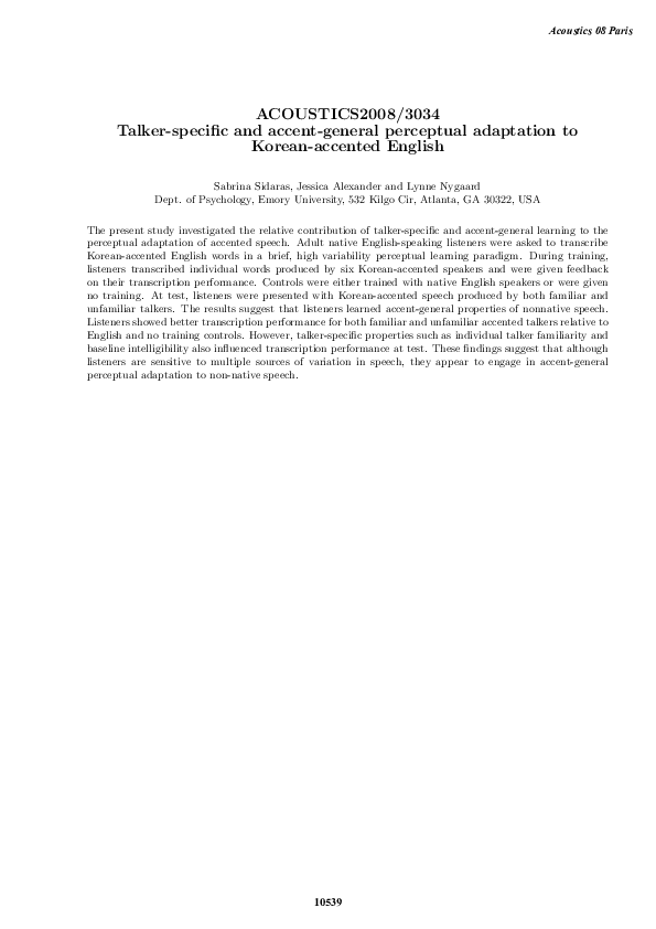 (PDF) Talker‐specific and accent‐general perceptual adaptation to ...