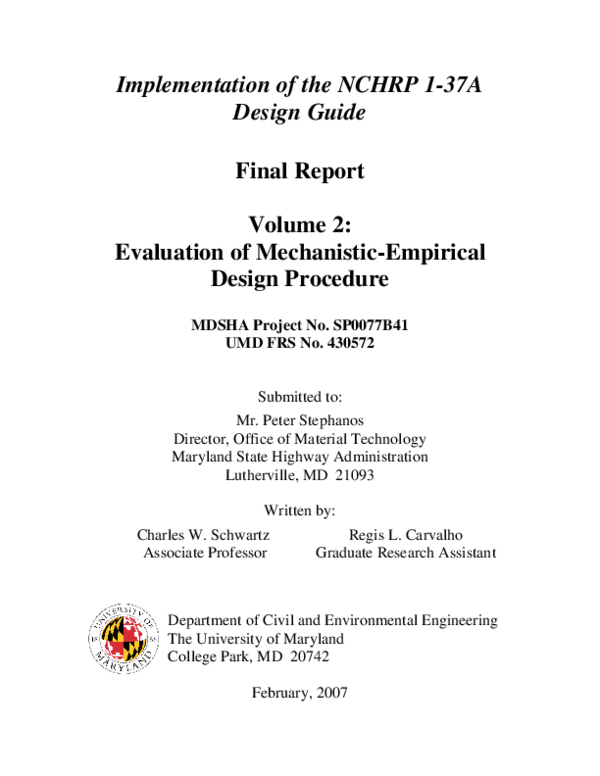 (PDF) Implementation of the NCHRP 1-37A Design Guide Final Report ...