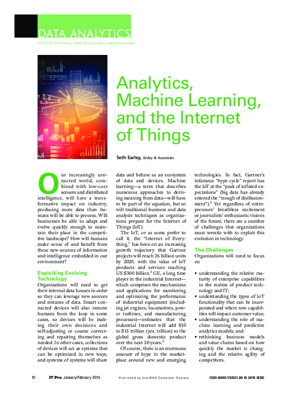 (PDF) Analytics, Machine Learning, and the Internet of Things