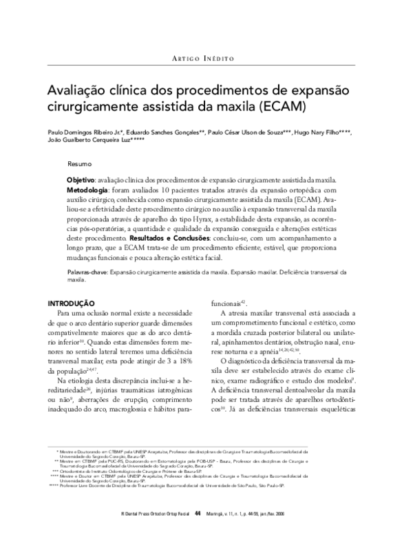 (PDF) Avalia o cl nica dos procedimentos de expans o cirurgicamente ...