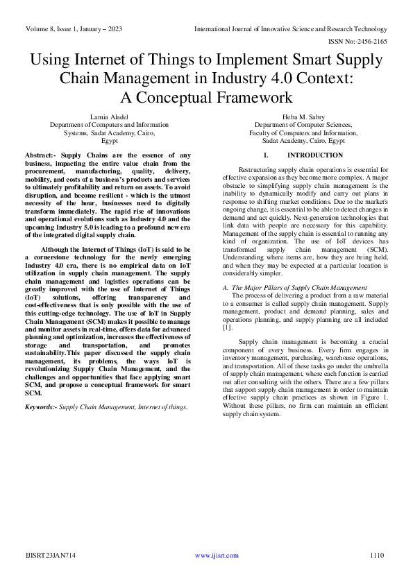 (PDF) Using Internet of Things to Implement Smart Supply Chain Management in Industry 4.0 ...