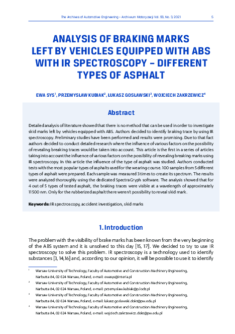 (PDF) Analysis of braking marks left by vehicles equipped with ABS with ...