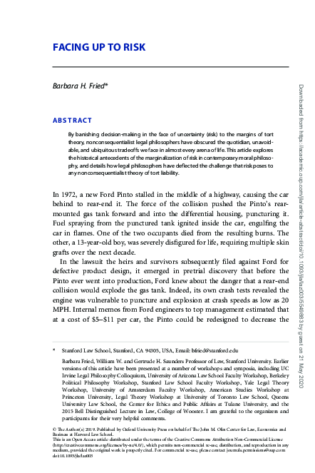 (PDF) Facing Up To Risk