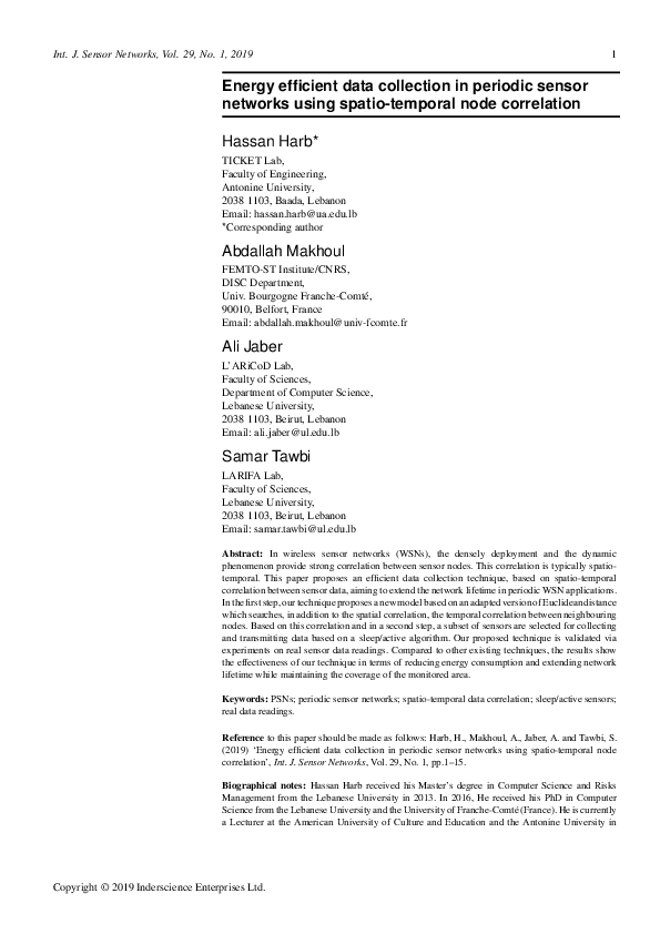 Pdf Efficient Energy Collection In Sensor Networks