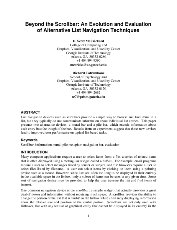 (PDF) Beyond the scrollbar: an evolution and evaluation of alternative ...