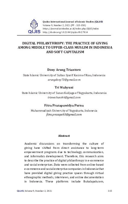 (PDF) Digital Philanthropy: The Practice of Giving Among Middle to ...