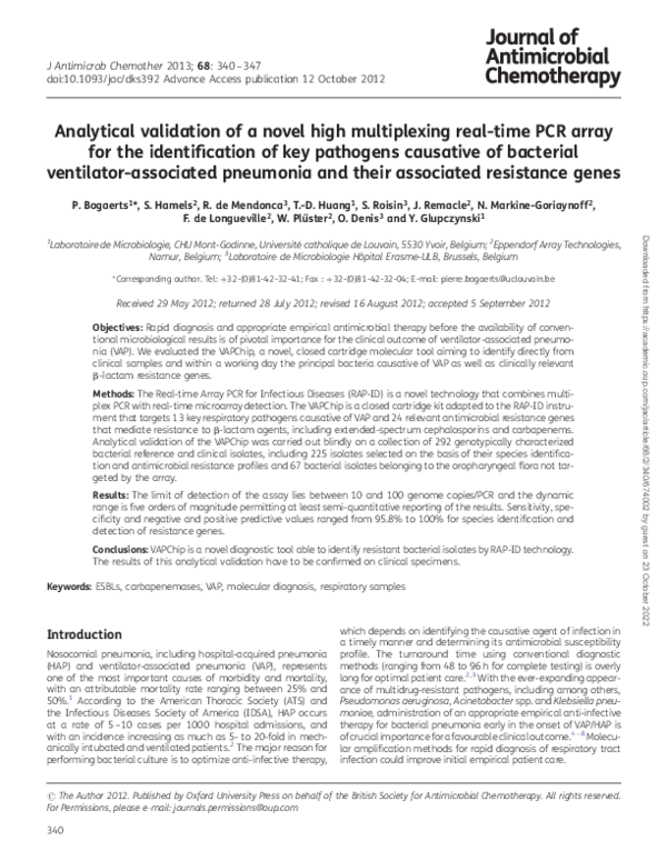 (PDF) Analytical validation of a novel high multiplexing real-time PCR array for the ...