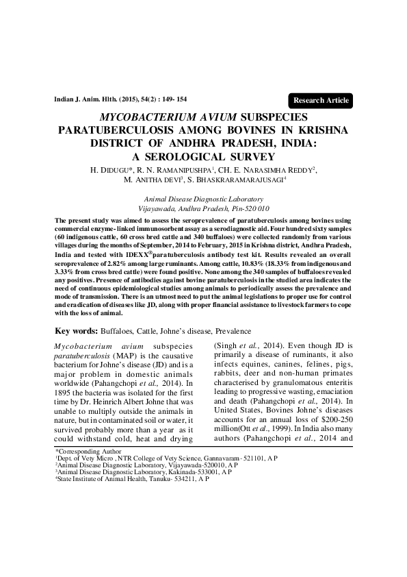 (PDF) Mycobacterium Avium Subspecies Paratuberculosis Among Bovines in ...