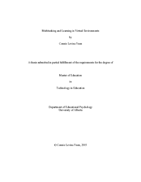 (PDF) Multitasking and Learning in Virtual Environments