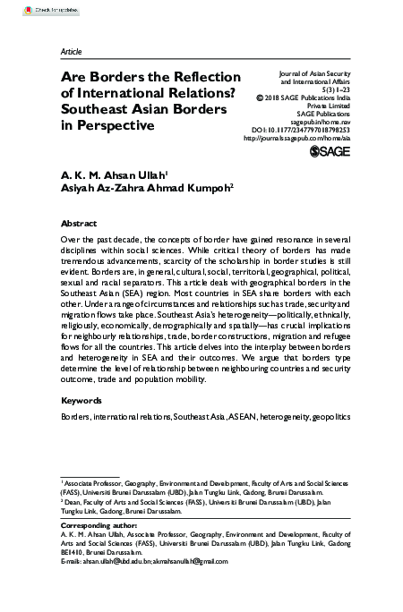 (PDF) Are Borders the Reflection of International Relations? Southeast ...