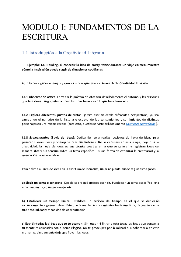 MODULO I: FUNDAMENTOS DE LA ESCRITURA