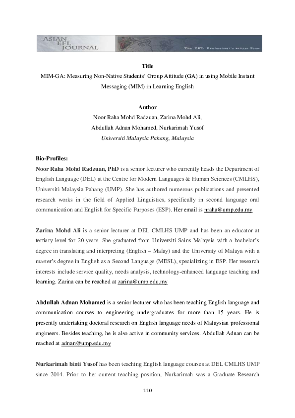 (PDF) MIM-GA: Measuring Non-Native Students’ Group Attitude (GA) in ...