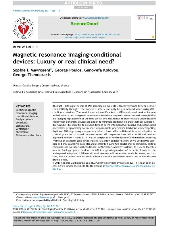 (PDF) Magnetic resonance imaging-conditional devices: Luxury or real ...