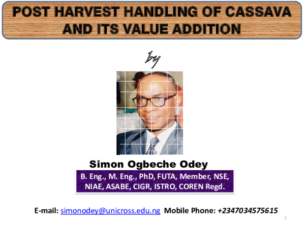 (PDF) Postharvest handling of cassava and its value addition