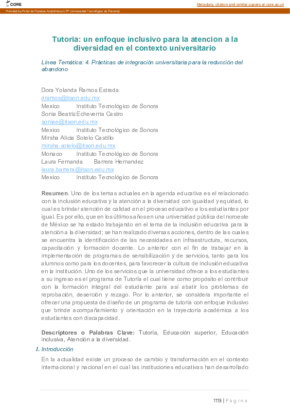 (PDF) Tutoria: un enfoque inclusivo para la atencion a la diversidad en ...