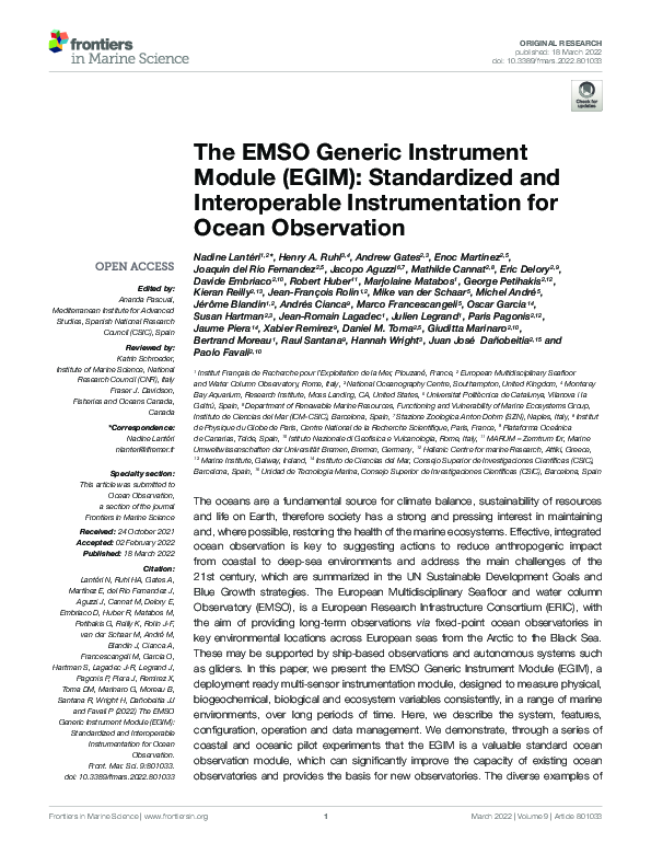 (PDF) The EMSO Generic Instrument Module (EGIM): Standardized and ...