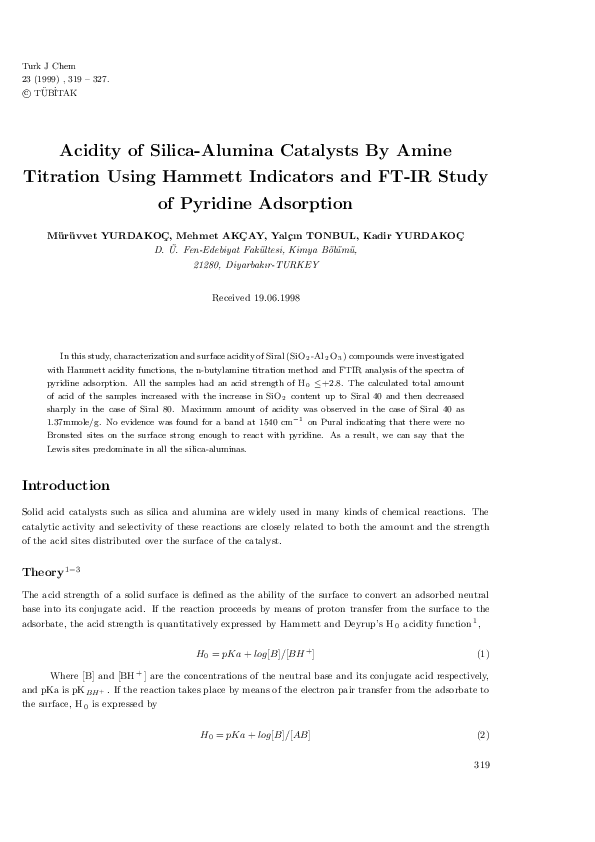(PDF) Acidity of silica-alumina catalysts by amine titration using ...