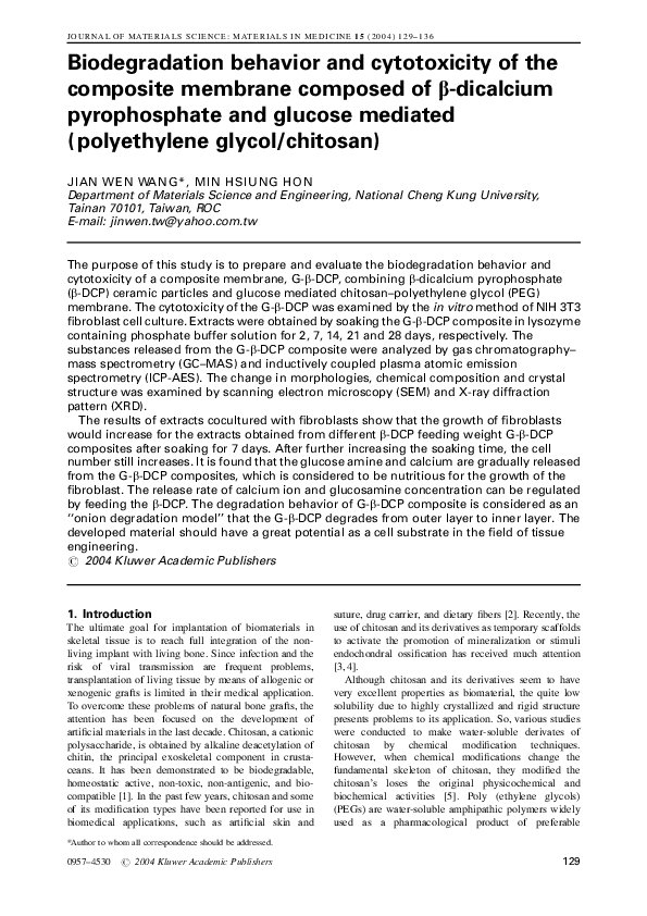(PDF) Biodegradation behavior and cytotoxicity of the composite ...