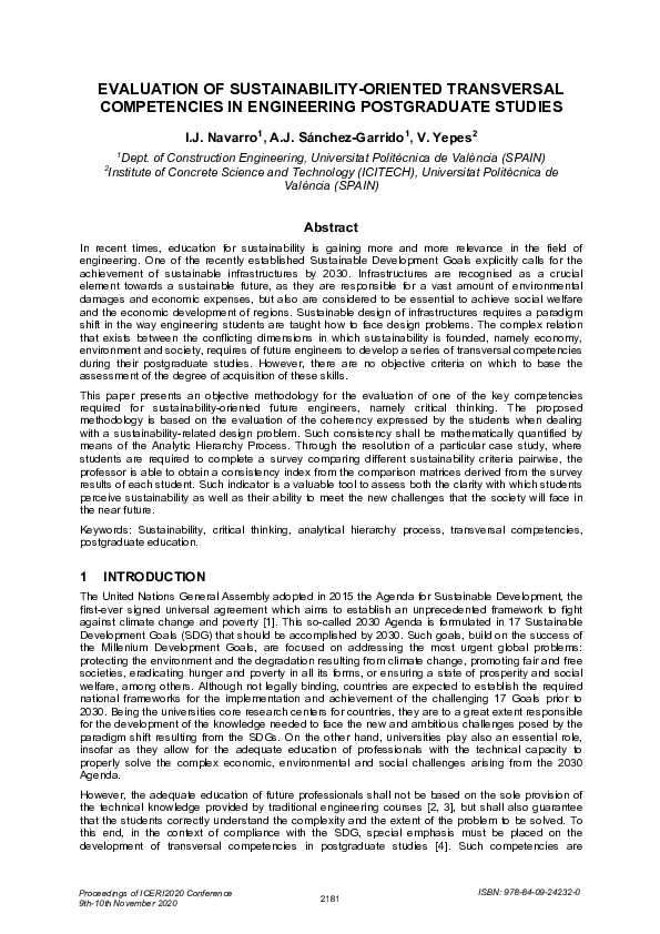 (PDF) Evaluation of Sustainability-Oriented Transversal Competencies in Engineering Postgraduate ...