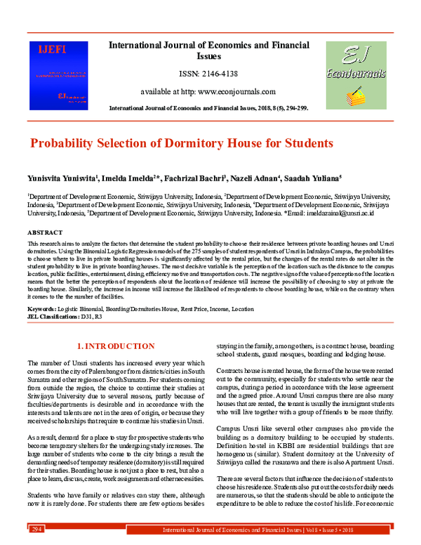 (PDF) Probability Selection of Dormitory House For Students