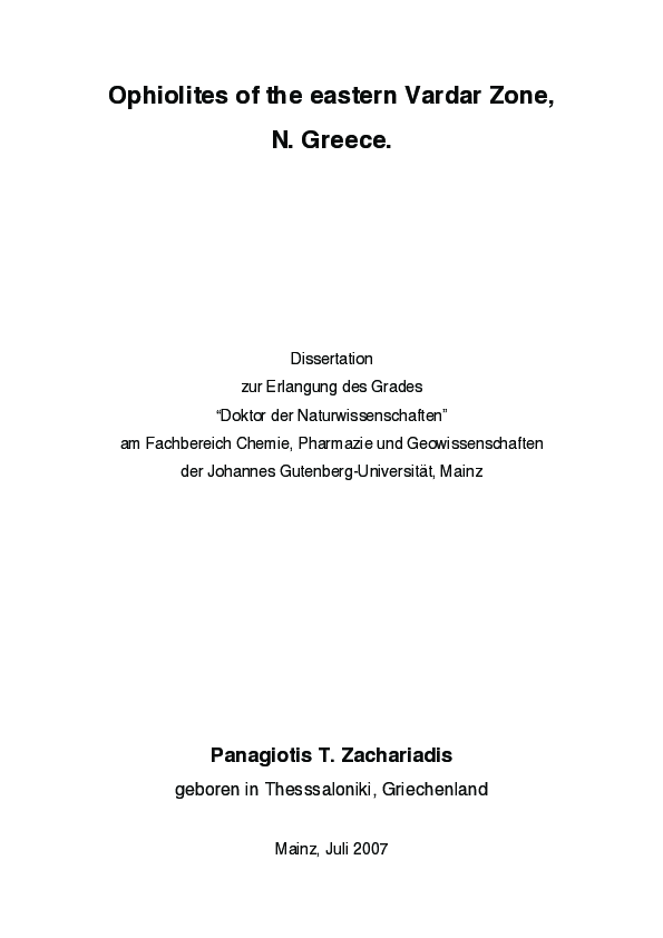 (PDF) Ophiolites of the eastern Vardar Zone, N. Greece